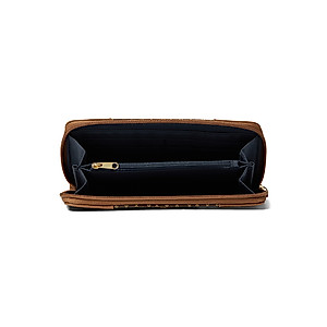 Tommy Hilfiger Antonella II Zip Around Wallet Square Monogram Jacquard Chestnut/Tannin/Red One Size