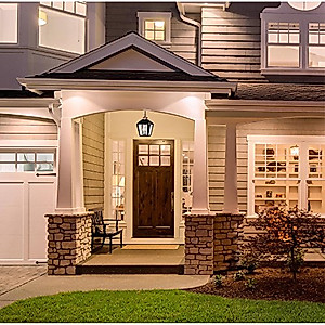 Westinghouse Lighting 6339100 Valley Forge Three-Light Outdoor Pendant, Matte Black Finish with Washed Copper Accents and Clear Seeded Glass