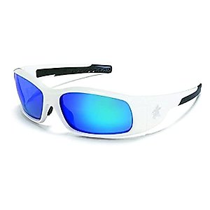 Crews SR128B Swagger Safety Glasses White w/Blue Diamond Mirror Lens (12 Pair)