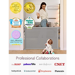 Momcozy Retractable Baby Gate, 33" Tall, Extends up to 55" Wide, Child Safety Baby Gates for Stairs, Doorways, Hallways, Indoor, Outdoor