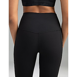 Colorfulkoala Women's High Waisted Tummy Control Workout Leggings 7/8 Length Yoga Pants with Pockets (L, Black)