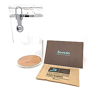 Acrylic Cigar Humidor Jar with Boveda 69% 2-Way Humidity System, 25 Cigar Capacity