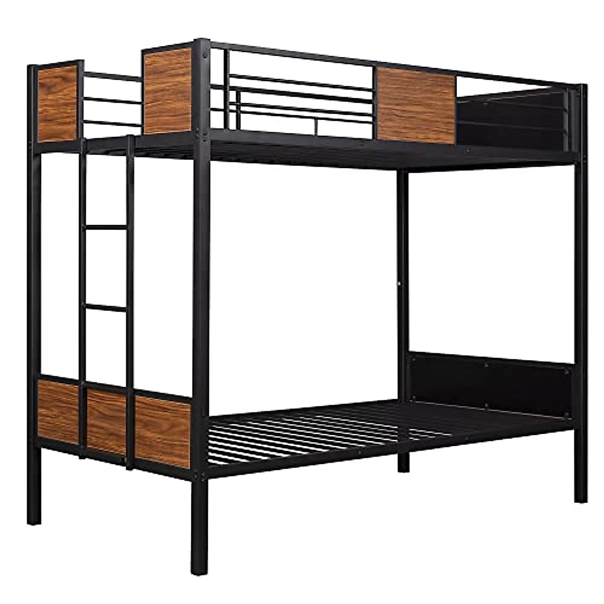 Twin-over-twin bunk bed modern style steel frame bunk bed with safety rail, built-in ladder for bedroom, dorm, boys, girls, adults (OLD SKU:MF190839AAD)