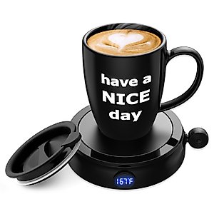 Coffee Mug Warmer & Mug Set, 60W Coffee Cup Warmer for Desk Home Office Use with 4-Temperature Settings, Auto On/Off Gravity-Induction, 14Oz Mug, Great Coffee Gift on Christmas/Birthday, 2024 Upgrade