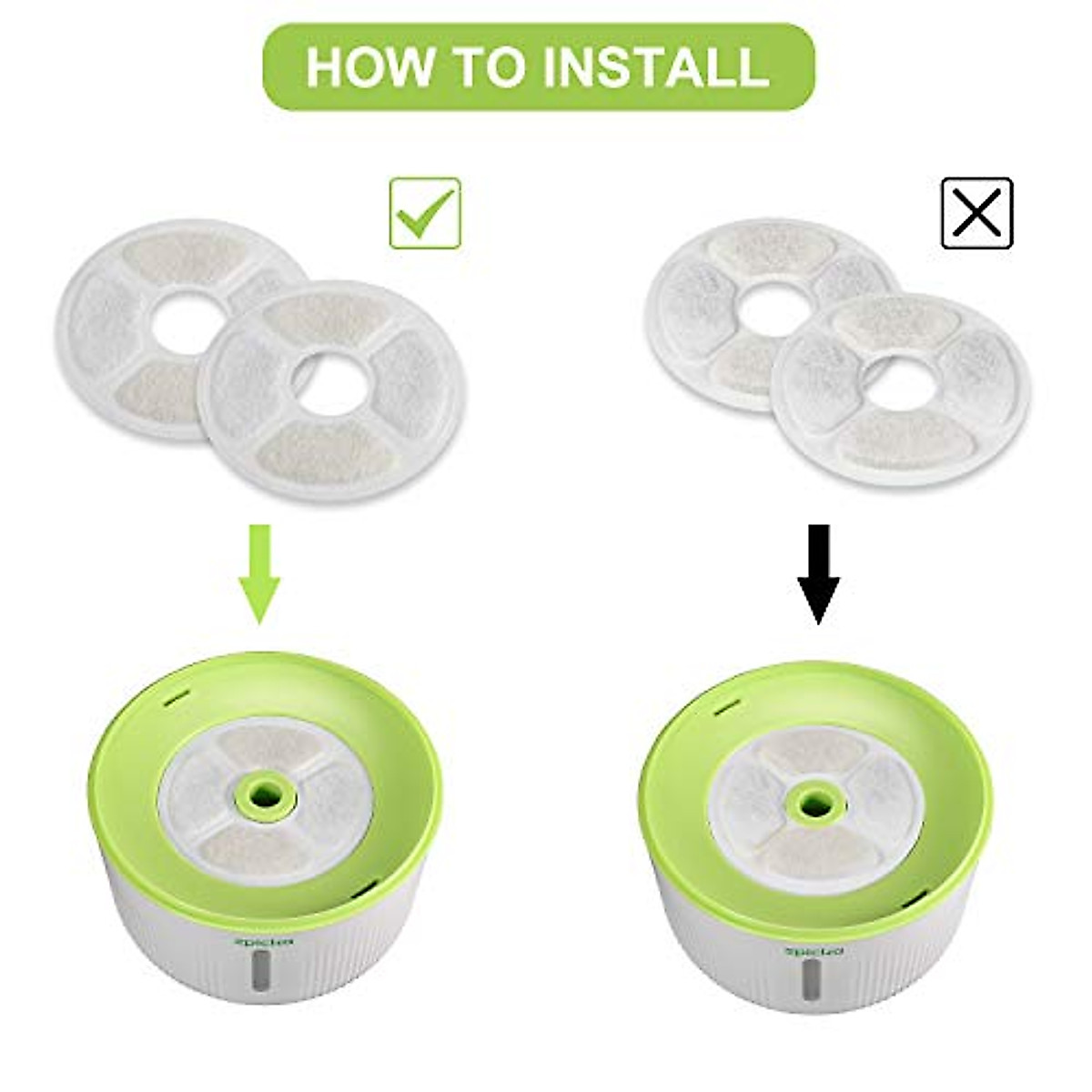 EPICKA Pet Fountain Filters, Carbon Replacement Filter for 67oz/2L Automatic Pet Fountain Cat Water Fountain Dog Water Dispenser, Compatible with Pijaya Cat Fountain, Pack of 6 (Pack of 6)