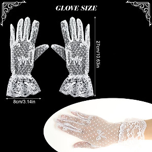 Heliltd 5Pcs Fascinators for Women Tea Party Fascinator Hat for Women White Veil Tea Party Hats and Gloves Set for Women