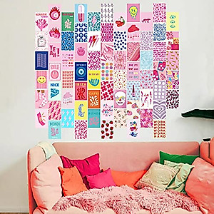 Preppy Room Decor, 70pcs Preppy Wall Collage Kit Aesthetic Pictures, Cute Preppy Wall Decor, Trendy Pink Photo Collage Kit 4"x6" Hot Pink Preppy Wall Art Posters, Preppy Things for Teen Girls Bedroom Dorm