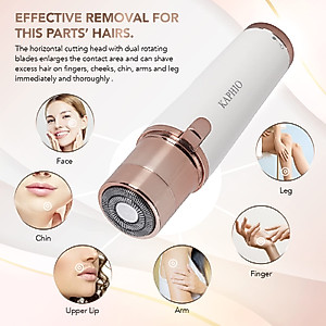 Kaphio Women's Facial Hair Removal, Painless Hair Remover, Reusable Electric Shaver, White, Lithium-Ion Battery, 1 Hour, Simple/Minimalist Style