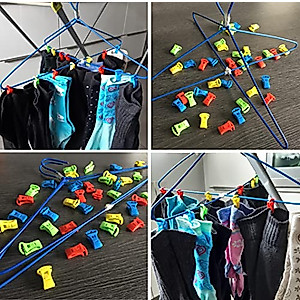 Alcrea® 32 Sock Clips for Washing Machine and Dryer, with Hanging Hook. Stop Pirates. Directly to The Drawer with The Clip on, Without Folding, Without Losing, or Pairing. The Socks’ Complete Cycle