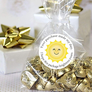 YOUOK Thank You Business Stickers - Round Yellow Sunshine Smile Face Gift Wrap Stickers for Shopping Bags/Packages/mailing Boxes, Shipping Stickers - 2 Inch 500 Total Labels