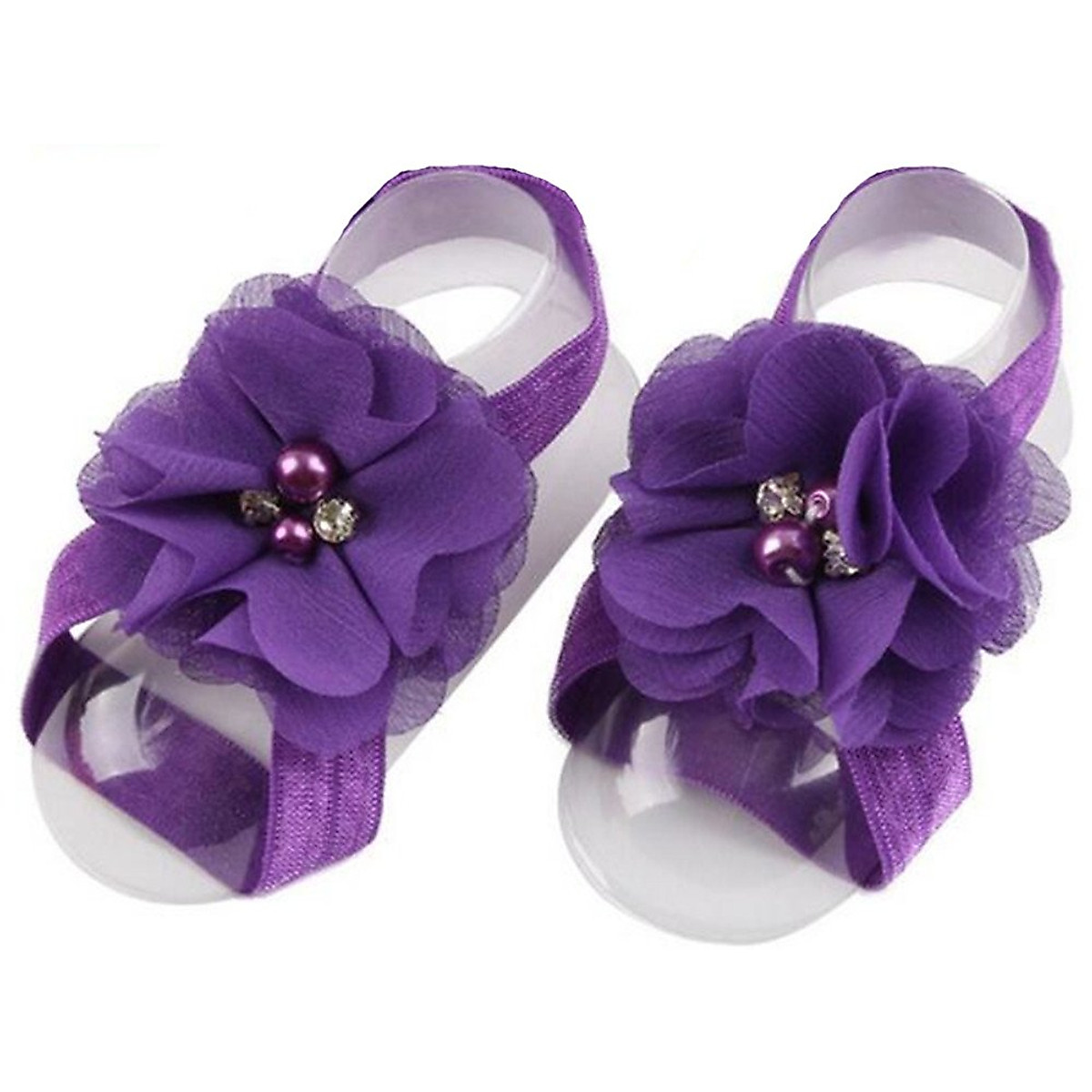 Toptim Baby Girl's Barefoot Sandals Flower for Newborn Toddlers (0-3T) (10 Colors)