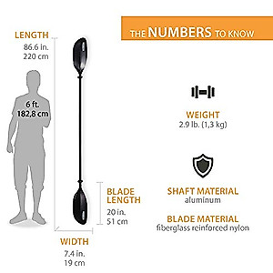 Lifetime 91076 Lite Elite Kayak Paddle, Black, 86.6 inches