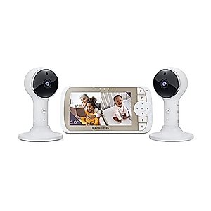 Motorola Baby Monitor VM65-5 WiFi Video Baby Monitor with 2 Cameras HD 1080p, Connects to Smart Phone App, 1000ft Long Range, 2-Way Audio, Remote Pan-Tilt-Zoom, Room Temp, Lullabies, Night Vision