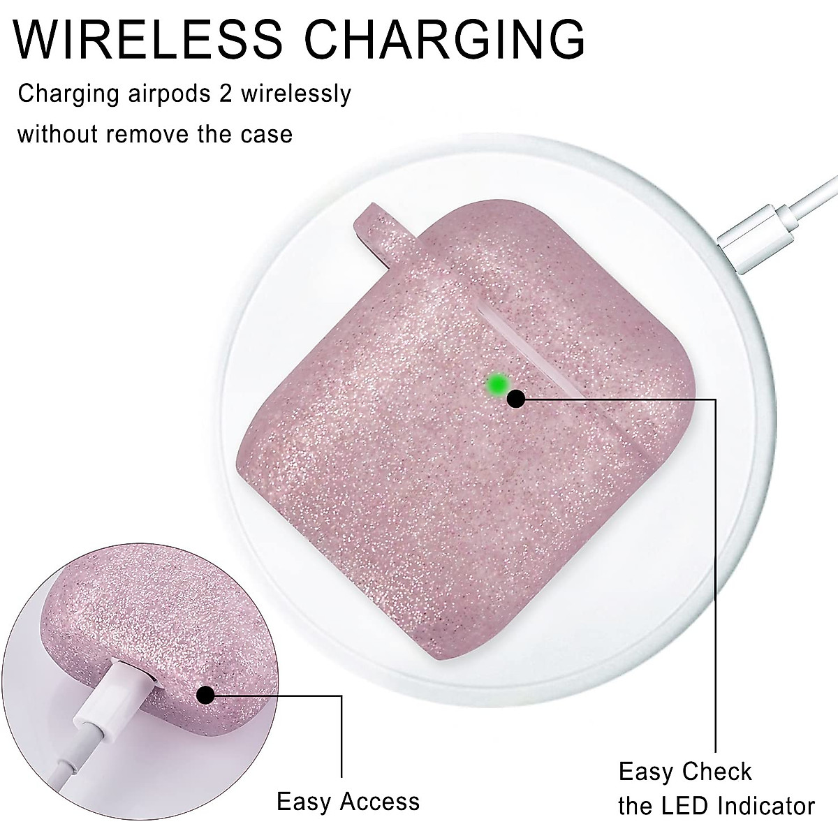 TOROTOP Silicone Case Compatible with Airpod Case Case Cover Accessories with Bling Elephant Keychain/Storage Box for Airpods 2/1 Charging Protective Case(Rose Gold)