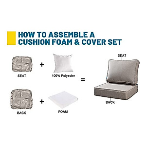 ARTPLAN Olefin 24x24 Deep Seat Patio Cushions for Outdoor Furniture,Extra 6 inch Thick,Back 18"x24",Removable,Replacement,Solid/Floral,Outdoor/Indoor,Khaki