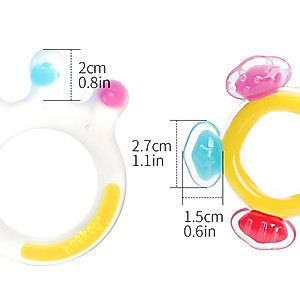 haakaa Baby Teethers Toys Baby Teething Toys for Babies Silicone New Palm and Ferris Wheel Teethers Combo Soft Baby Sensory Toys, Teething Pain and Itching Gums, BPA Free, 3m+, 2 pcs