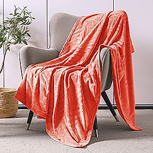 Whale Flotilla Flannel Fleece Throw Blanket for Couch Sofa Bed, Soft Velvet Lightweight Throws Plush Fluffy Chevron Design Decorative Blankets for All Season, 50x60 Inch, Coral