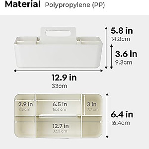 Carrotez Craft Storage Organizer, Craft Storage Containers, Caddy Tote Bin, Divided Plastic Organizer with Handle for Craft, Sewing, Art, Office Supplies, Multi Use, Stackable, Portable, White
