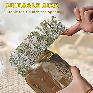 Herbs 5- Pack Cloth Covers for Sourdough Starter Jar, Wild Flowers Cloth Jar Covers Reusable Cloth Lid Top Cover Sourdough Bowl Cover Bread Fermentation Baking Supplies for 3-4 Inch Jar Mouth