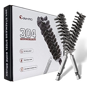 Columpro 6PCS 304 Stainless Steel Bore Brush Copper Pipe Cleaner, Twisted Wire Drill Brush,1/4 Inch Hex Shank S2 Steel Handle, for Power Drill Plumbing Tools