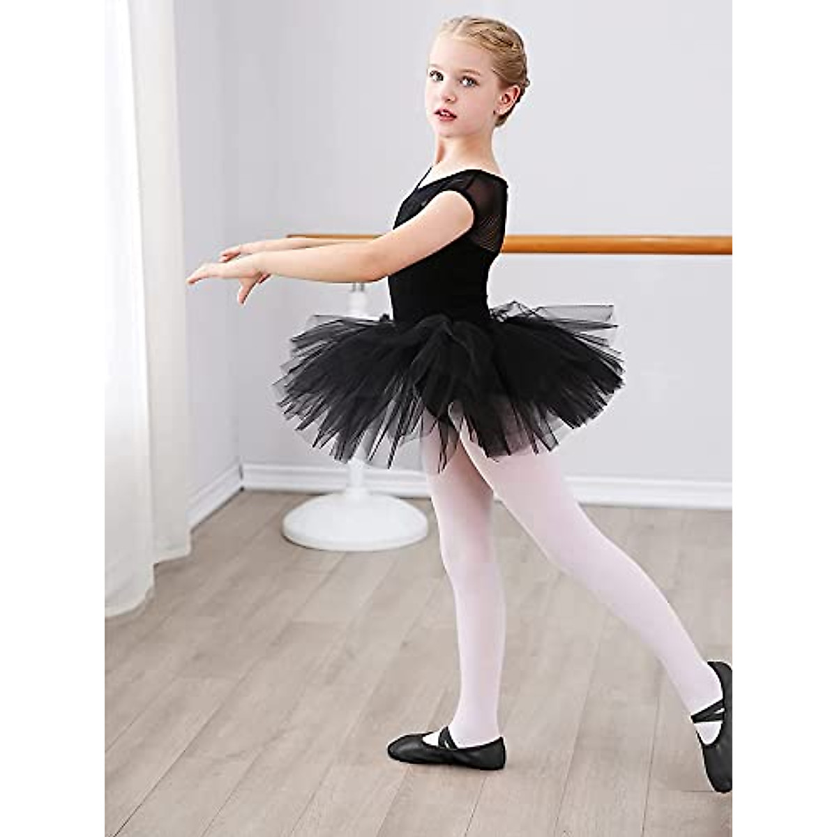 Stelle Ballet Shoes for Girls Dance Slippers Genuine Leather Ballerina Shoes for Toddler/Little Kid/Big Kid(11ML, Black No-tie)