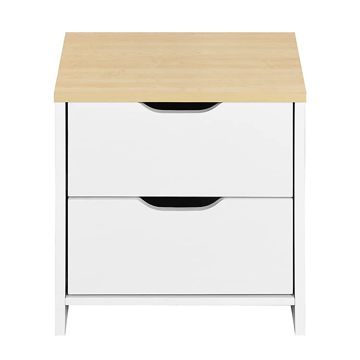 Homy Casa Inc MALVALES Night Stand 2 Levels Tables, Brown/White