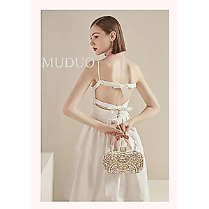 FIVE FLOWER Evening Clutch Bags Purse Handbag for Women Wedding Prom Party (GOLD), Medium