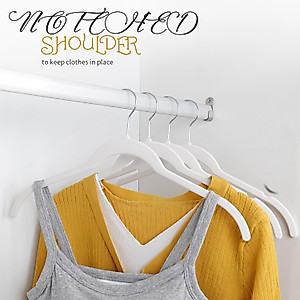 ManGotree 50 Pack Velvet Shirt Hangers for Women, 16.5'' Suit Hangers with 360° Swivel Hook, Non-Slip Coat Clothes Hangers for Tank Top, Shirts, Dress, Blouses, Strappy Dresses (White)