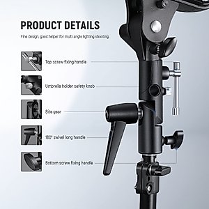 NEEWER Camera Flash Bracket H Type Mount with Umbrella Softbox Holder, 180° Swivel Adjustable Metal Light Stand Adapter with 1/4" to 3/8" Screw Adapter for Speedlite LED Light Stand Tripod (2 Pack)