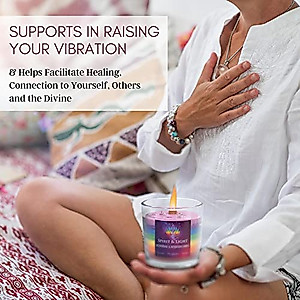 Spirtual and Healing Soy Wax Chakra Candle with Crystal Inside - Crystals Candle with Chakra Stones in a Bag - Yoga Candle for Meditation - Vanilla Scent Rainbow Candle (14 Oz)