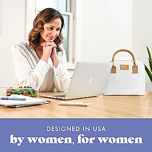 Fit & Fresh Lunch Bag For Women, Insulated Womens Lunch Bag For Work, Leakproof & Stain-Resistant Large Lunch Box For Women With Containers, Zipper Closure Bloomington Lunch Bag, Ivory Woven