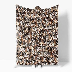 TOPTREE Boxer Dog Blanket Fuzzy Cozy Plush Cute Puppy Flannel Fleece Blanket Animal Brown Boxer Dog Gifts for Women Kids Adults (60x80 inches)