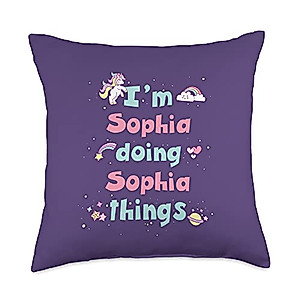 Personalized Sophia First Name Apparel & Gifts Cute Sophia Personalized First Name Girls Throw Pillow, 18x18, Multicolor