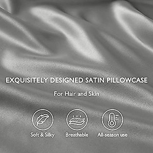 Fittia Silky Satin Body Pillow Pillowcase for Hair and Skin, Silk Body Pillow Case Cover 20x54 with Envelope Closure, Soft Long Pillowcase, Slivergrey, 1 Pack