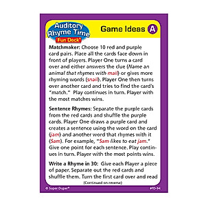 Super Duper Publications | Auditory Rhyme Time Fun Deck Flash Cards | Educational Learning Resource for Children
