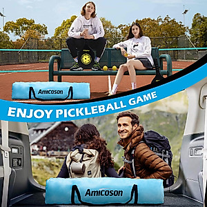 Amicoson Pickleball Set with 22FT Net, 4 Wooden Paddles, 8 Balls, 1 Carrying Bag, 1 Backpack, 2 Rolls of Court Tape & 1 Measuring Tape
