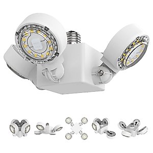SANSI LED Garage Light, 30W (240W Equivalent) LED Shop Light 3000lm, 5000K Daylight E26 Deformable LED Garage Ceiling Light with 4 Adjustable Panels for Garage, Workshop, Basement, 5 Years Warranty