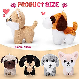 Lenwen 6 Pcs Puppy Dog Stuffed Animals Plush Realistic Dog Toys Bulk 4 Inch Cute Plush Puppy Dog Stuffed Animals for Birthday Gifts Animal Themed Party Decoration Favors