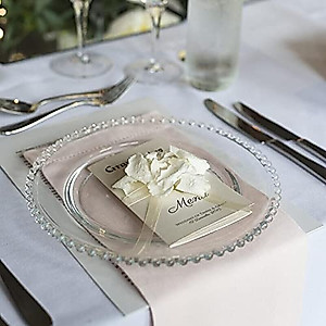 Lawei 6 Pack Clear Plastic Charger Plates with Bead Rim, 13 Inch Plastic Round Serving Plates Decor Dinner Plates for Party Wedding Events Dinner Decoration