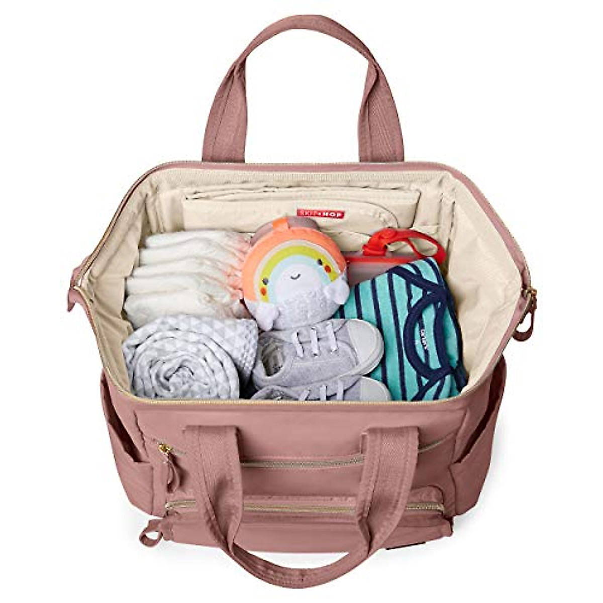 Skip Hop Diaper Bag Backpack: Mainframe Large Capacity Wide Open Structure with Changing Pad & Stroller Attachement, Dusty Rose