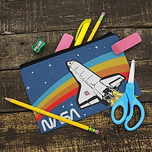 GRAPHICS & MORE NASA Logo Over Space Shuttle with Rainbow Pencil Pen Organizer Zipper Pouch Case