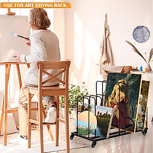 ikare Art Canvas Storage Rack, Art Drying Painting Rack with Wheels, Adjustable Art Storage Easel Display Stands for Canvas Boards, Panel, Crafts Drying & Print Racks, Frame