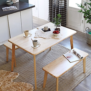 Livinia 3-Piece Dining Table Set, Canberra 47.2" Table (Natural-Oak) Canberra 37.4" Dining Bench (Natural-Oak) Set