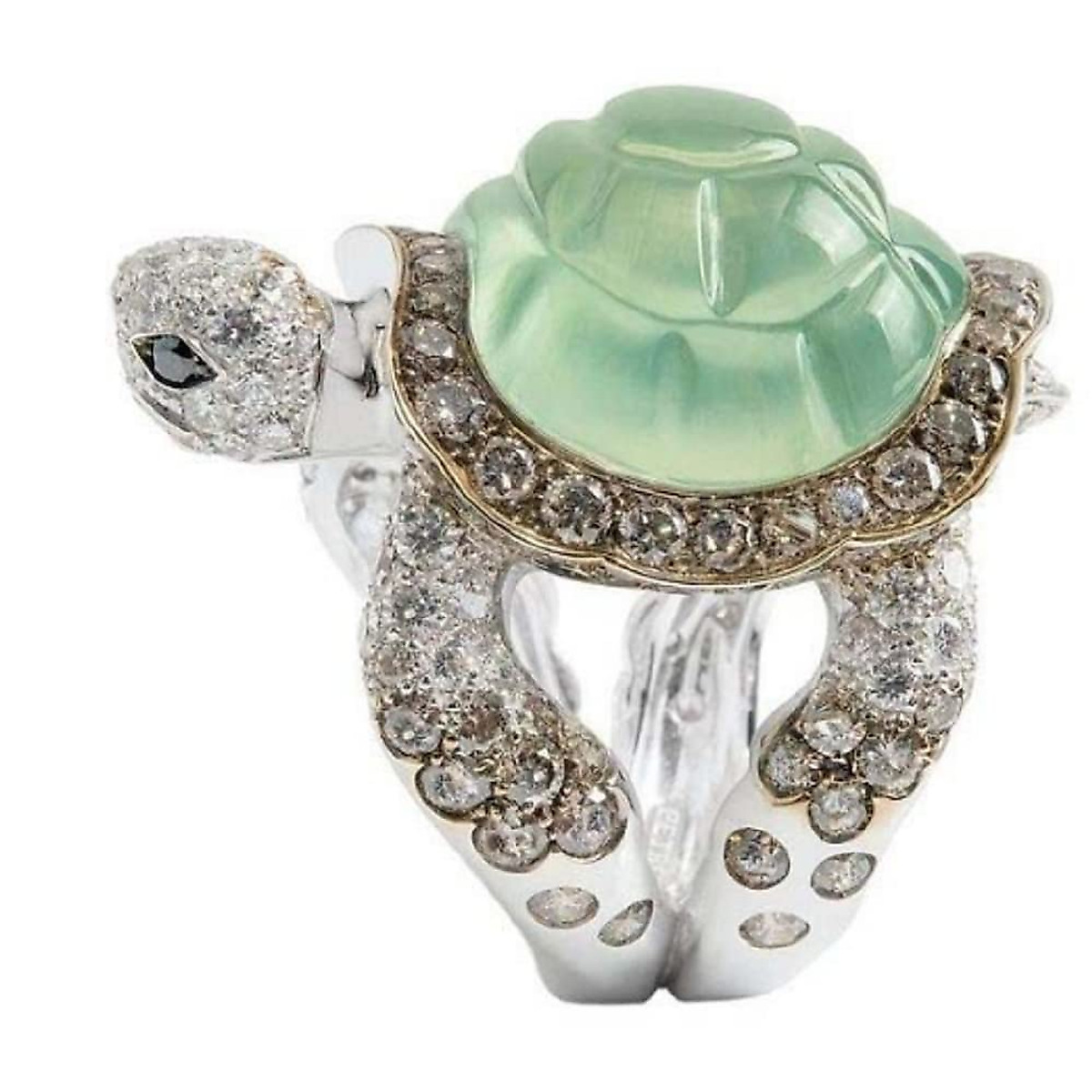 Awmnjtmgpw 925 Sterling Silver Ice Emerald Lovely Little Turtle Innovative Design Beach Wave Vacation Wave Ring Women's Precious Jewelry Size 5-11 (Size 11)