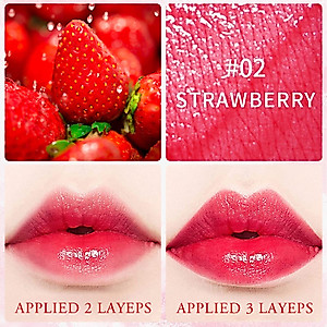 2 Colors Lip Stain Tint,Plumping Mini Liquid Lipstick,Hydrating Moisturizing Lip Cheeks And Eyes,Waterproof&Long Lasting,Natural Glossy Korean Lip Tint Stain Easy Application, Non-Sticky(01+02)