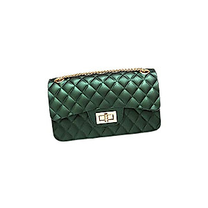 Semi Metallic Matte Jelly Evening Bag Clutch Shoulder Crossbody Purse Women (Green)