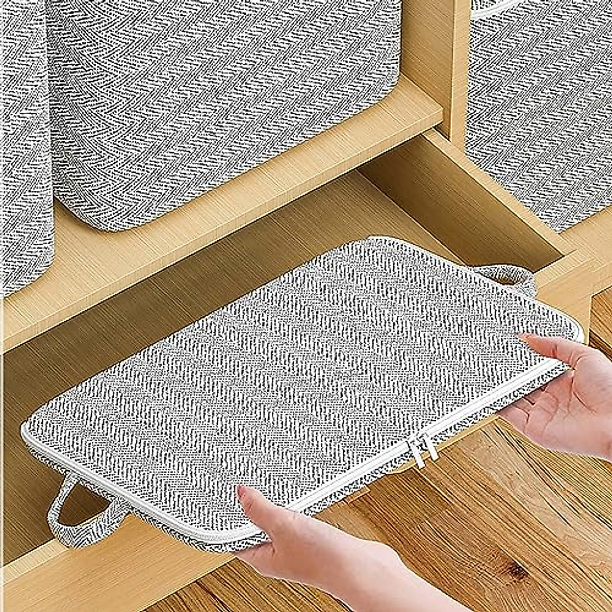 JWSVBF Storage Bins with Zipper Lids for Clothes Non-woven, Closet Organizers Large-Capacity Foldable, Durable Carry Handles Storage Box