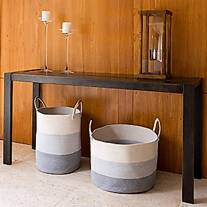 OrganiHaus Gray Nursery Laundry Basket 15x18 | Farmhouse Hamper Basket | Extra Large Storage Basket | Blanket Basket for Living Room | Baby Laundry Hamper | Toy Basket for Kids | Soft Pillow Basket