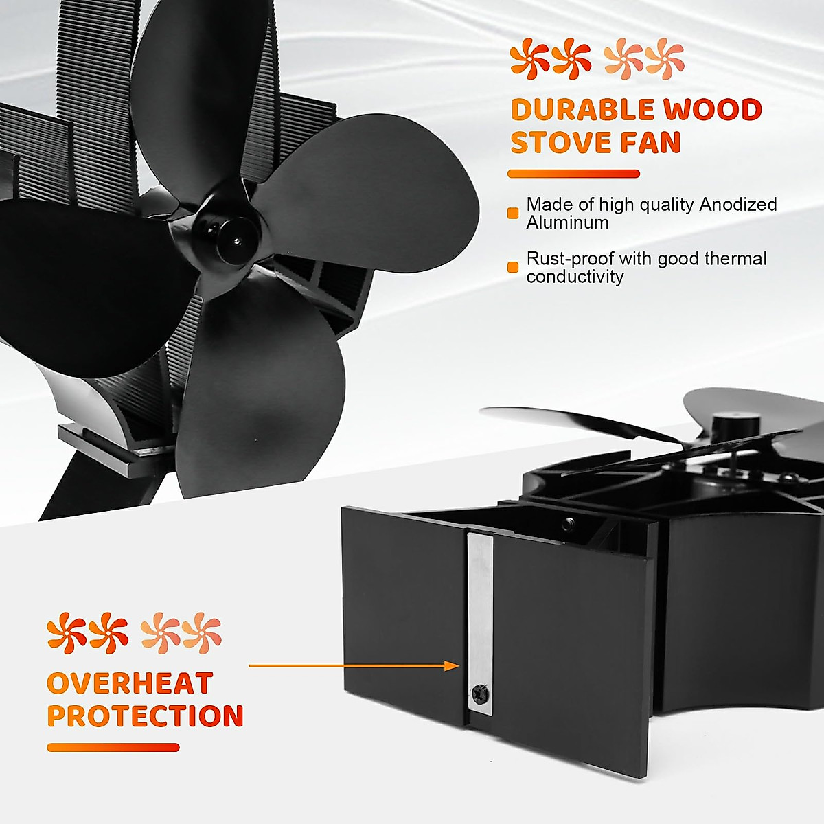Uniflasy Wood Stove Fan Heat Powered,123456