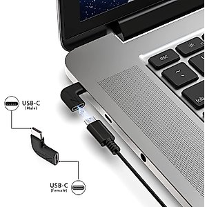 Cellularize USB C Extender Adapter 40Gbps 240W Short Dock Cable Extension Type-C 8K@60Hz PD Low Profile Male to Female Thunderbolt QC & Data Transfer for USB-C Devices (Right Angle, 4 Pack)